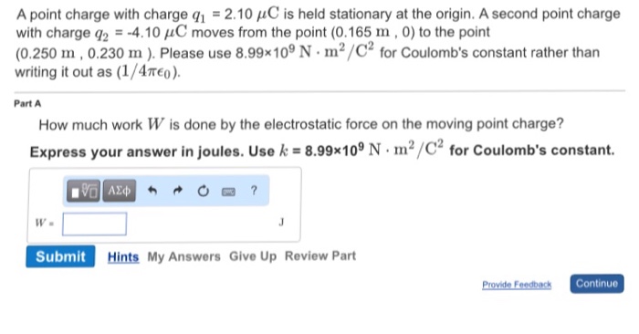 Solved A point charge with charge q_1 = 2.10 mu C is held | Chegg.com