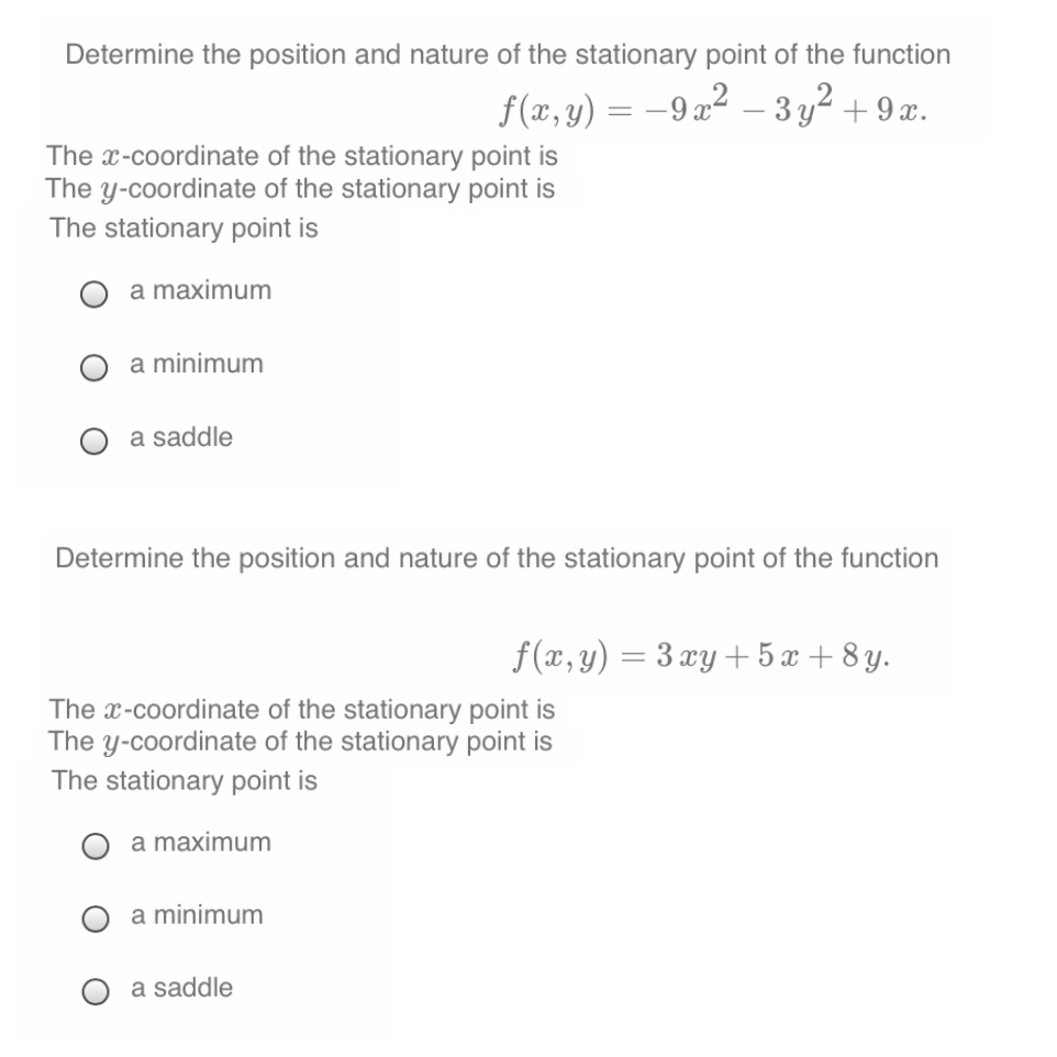 Solved Determine the position and nature of the stationary | Chegg.com