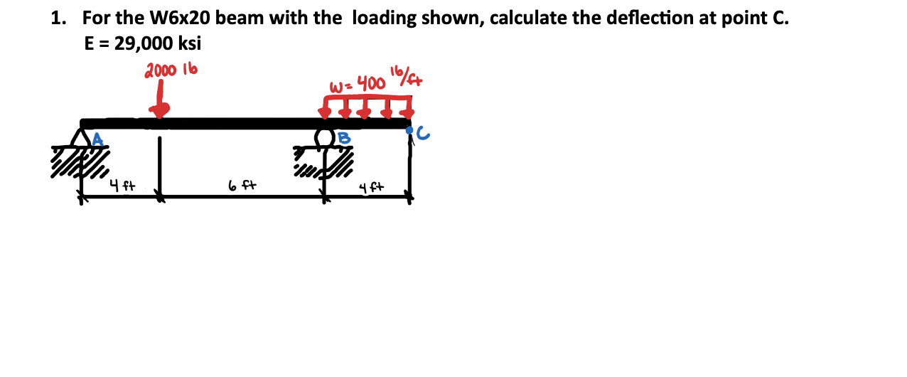 Solved 1. For the W6x20 beam with the loading shown, | Chegg.com