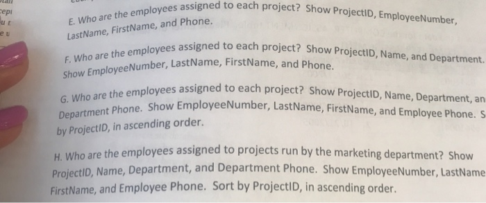 s assigned to each project? Show ProjectiD, | Chegg.com