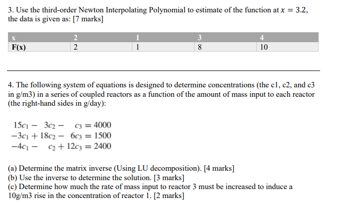 Solved 3. Use the third-order Newton Interpolating | Chegg.com