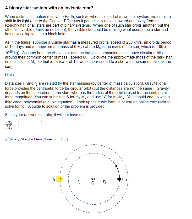 Solved A binary star system with an invisible star? When a | Chegg.com