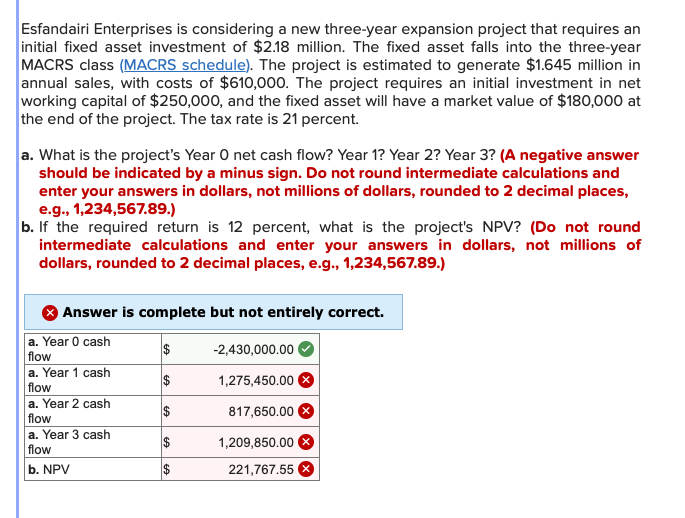 Solved Esfandairi Enterprises is considering a new | Chegg.com