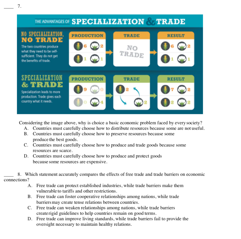 Solved 7. THE ADVANTAGES OF SPECIALIZATION & TRADE NO | Chegg.com