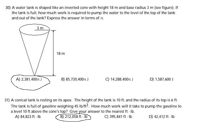 Solved 30) A water tank is shaped Ike an inverted cone with | Chegg.com