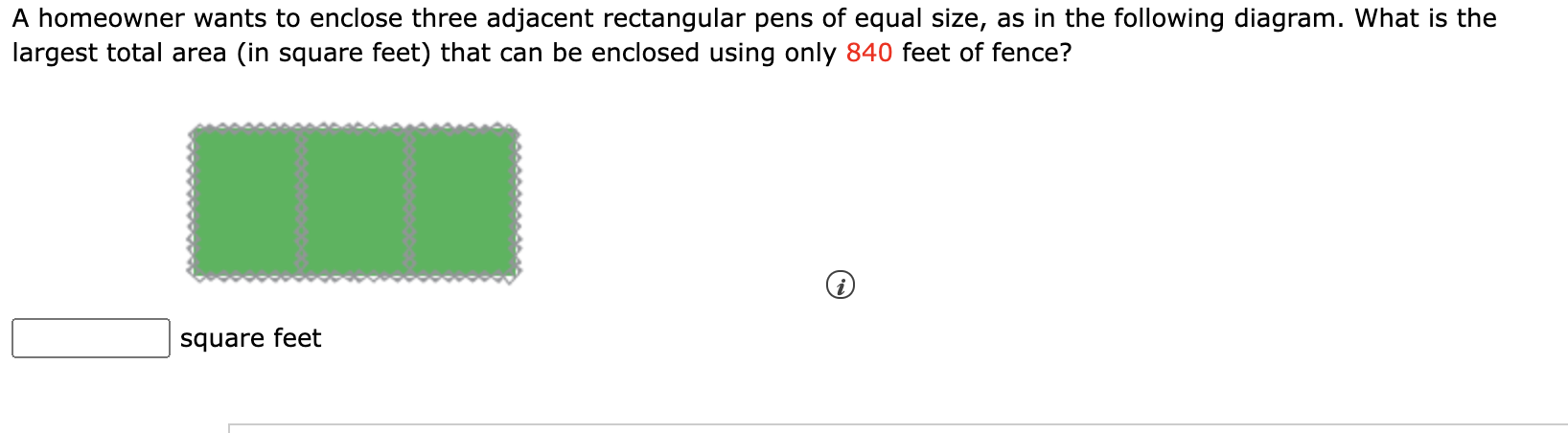 Solved A homeowner wants to enclose three adjacent | Chegg.com
