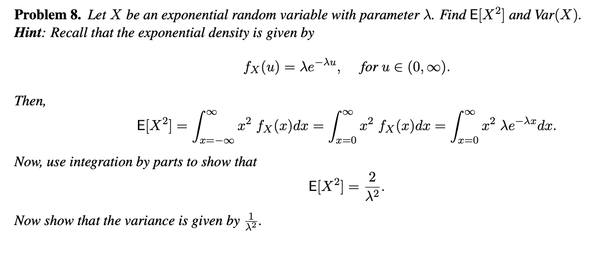 Solved Problem 8. Let X be an exponential random variable | Chegg.com