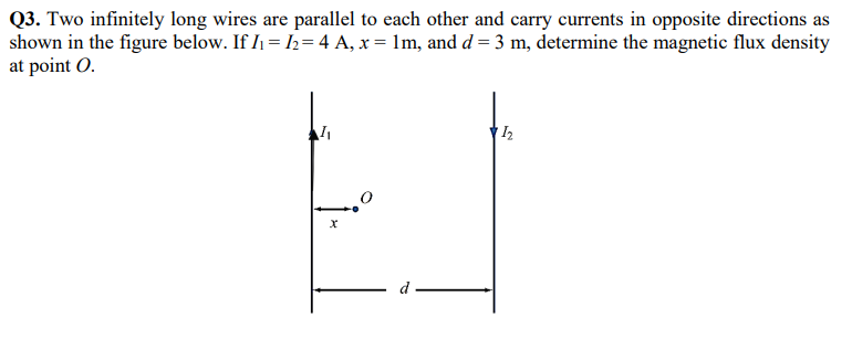 Solved Q3. Two infinitely long wires are parallel to each | Chegg.com