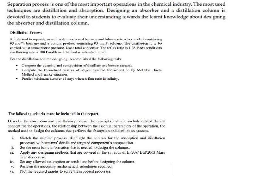 Solved Separation process is one of the most important | Chegg.com