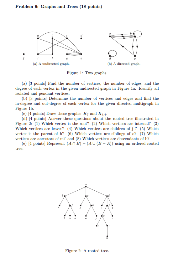 Solved Problem 6: Graphs and Trees (18 points) 42 (a) A | Chegg.com