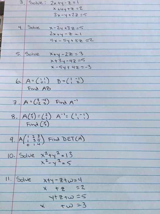 Solved Solve: 2x + y - z = 1 x + 4y + z = 2 3x - y + 2x = | Chegg.com