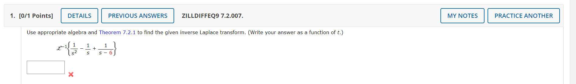 Solved L−1{s21−s1+s−61} | Chegg.com