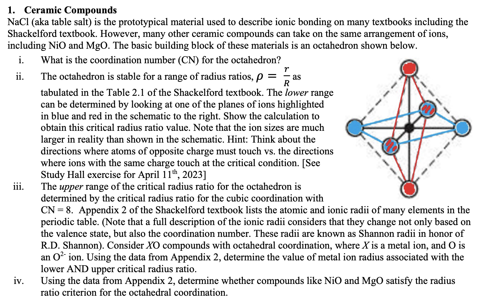 Solved 1. Ceramic Compounds NaCl (aka table salt) is the | Chegg.com