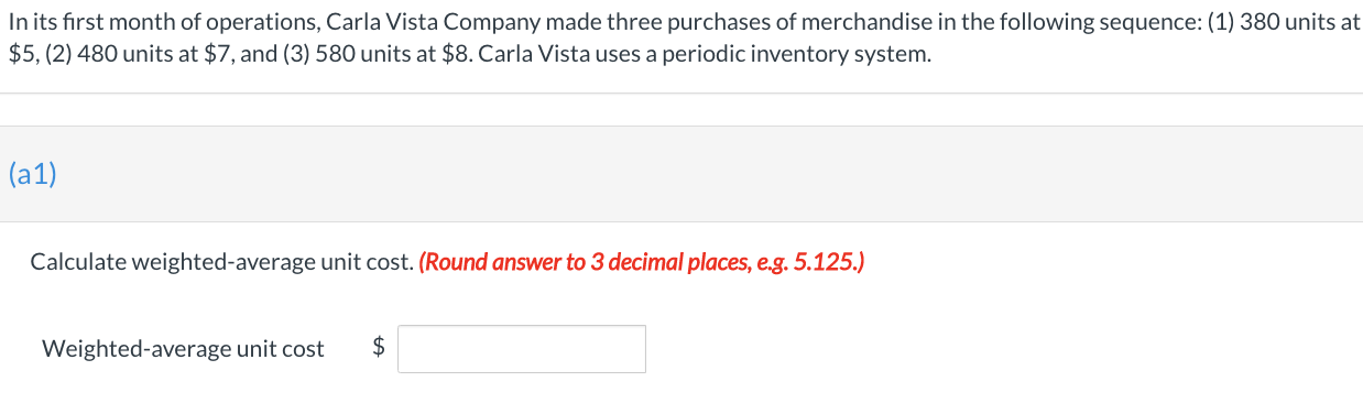 Solved In its first month of operations, Carla Vista Company | Chegg.com
