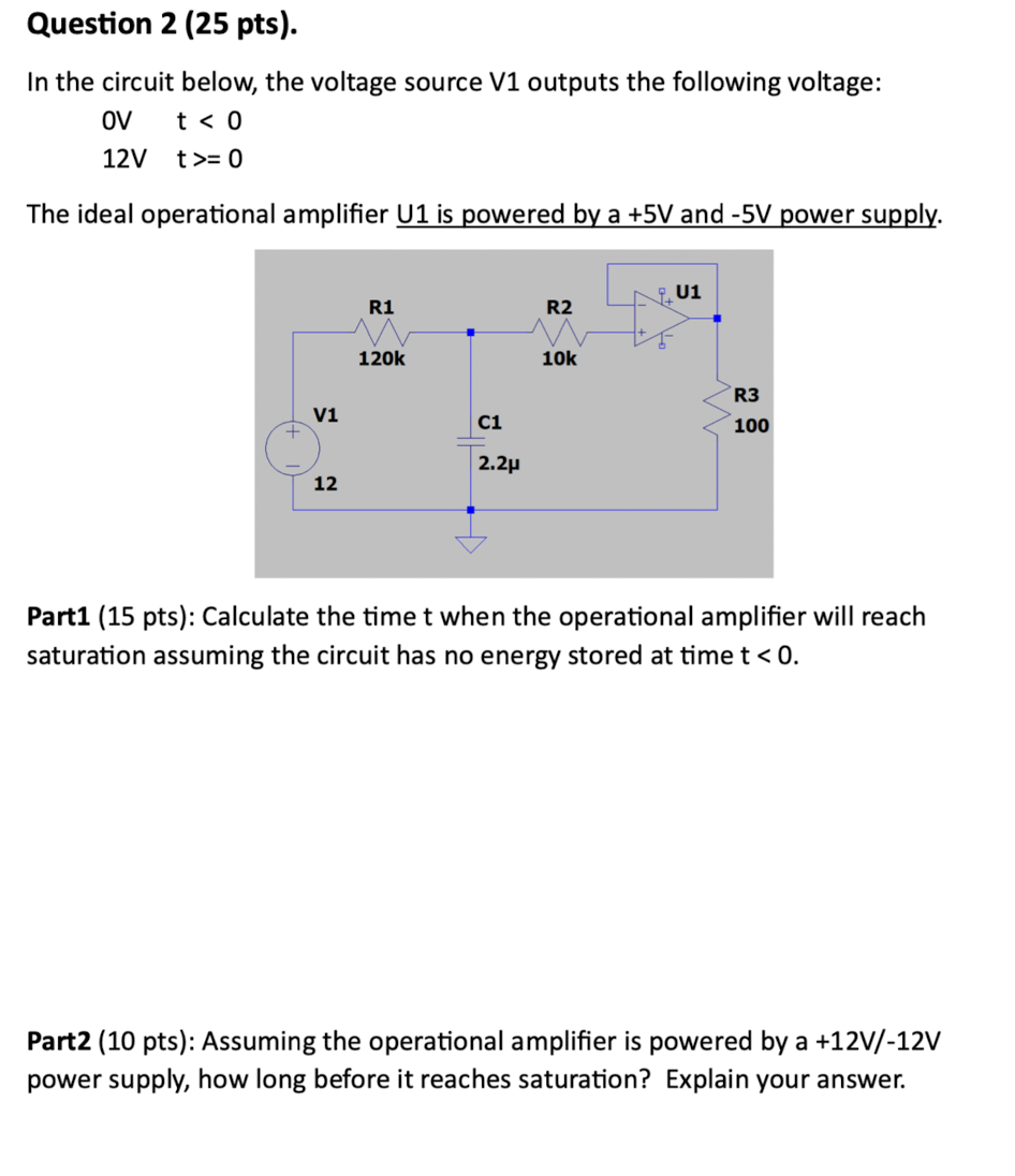 Solved Question 2 (25 pts). In the circuit below, the | Chegg.com