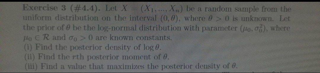 Solved Exercise 3(#4.4). Let X(X1,…,Xn) be a random sample | Chegg.com