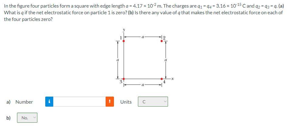 Solved In the figure four particles form a square with edge | Chegg.com