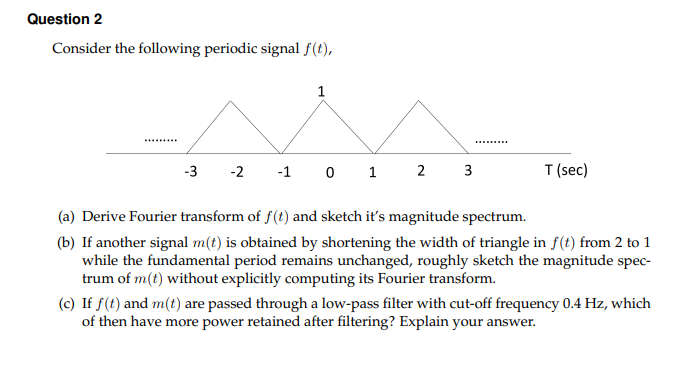 Consider the following periodic signal f(t), (a) | Chegg.com