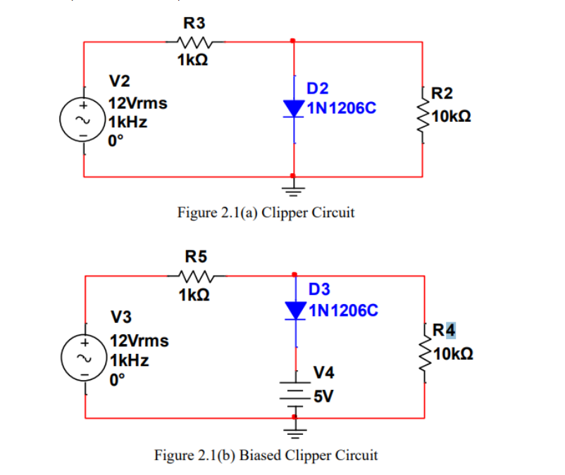 Solved Figure 2.1(b) Biased Clipper Circuit | Chegg.com