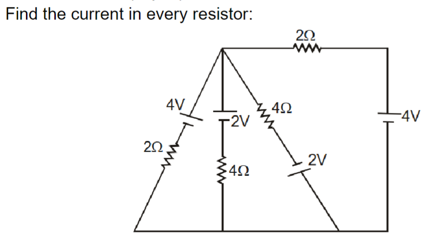Solved Find the current in every resistor: | Chegg.com