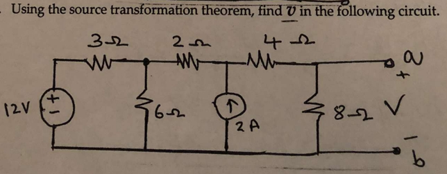 Solved - Using the source transformation theorem, find V in | Chegg.com