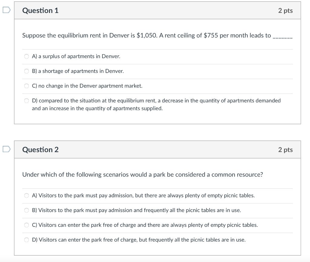 Solved Question 1 2 pts Suppose the equilibrium rent in | Chegg.com