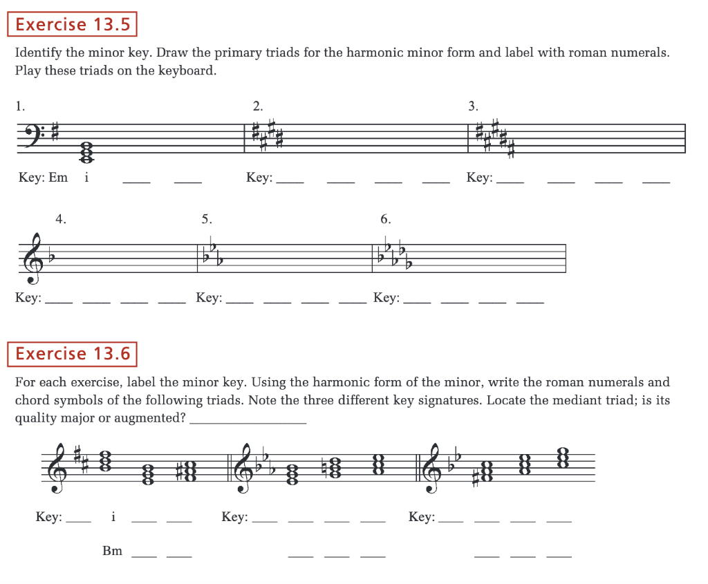 Identify the minor key. Draw the primary triads for | Chegg.com