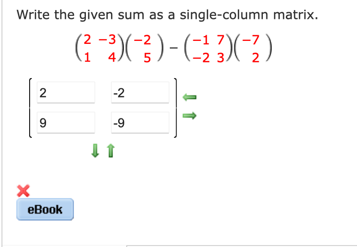 Solved Write the given sum as a single-column matrix. | Chegg.com