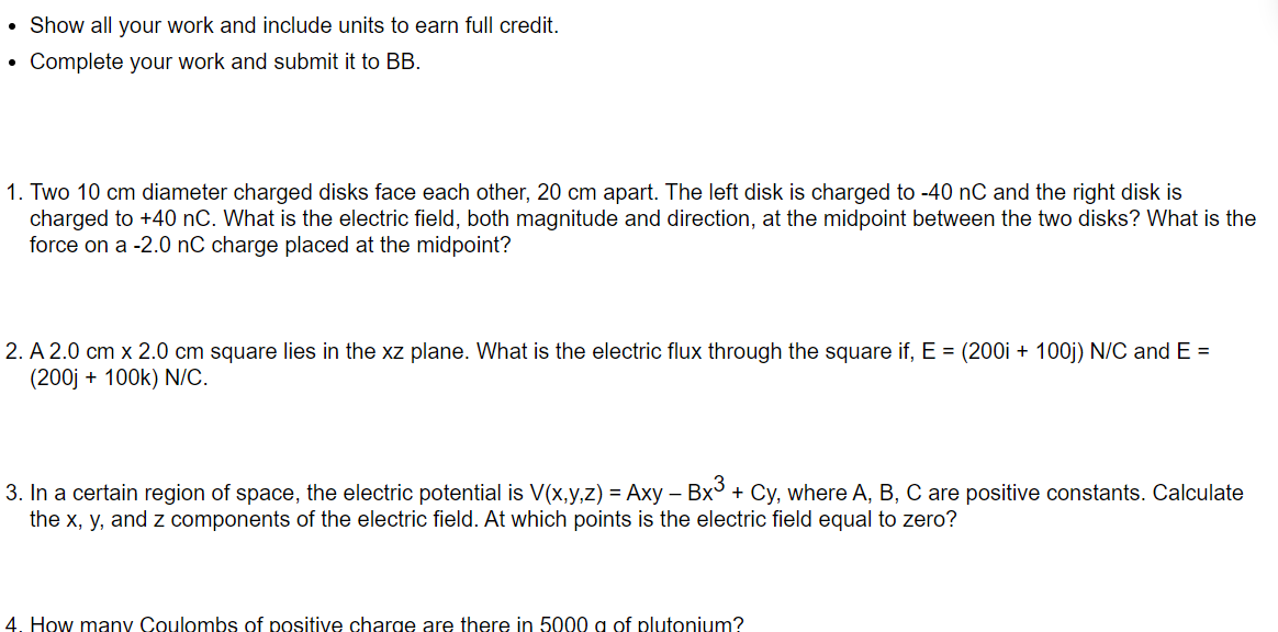 Solved - Show all your work and include units to earn full | Chegg.com