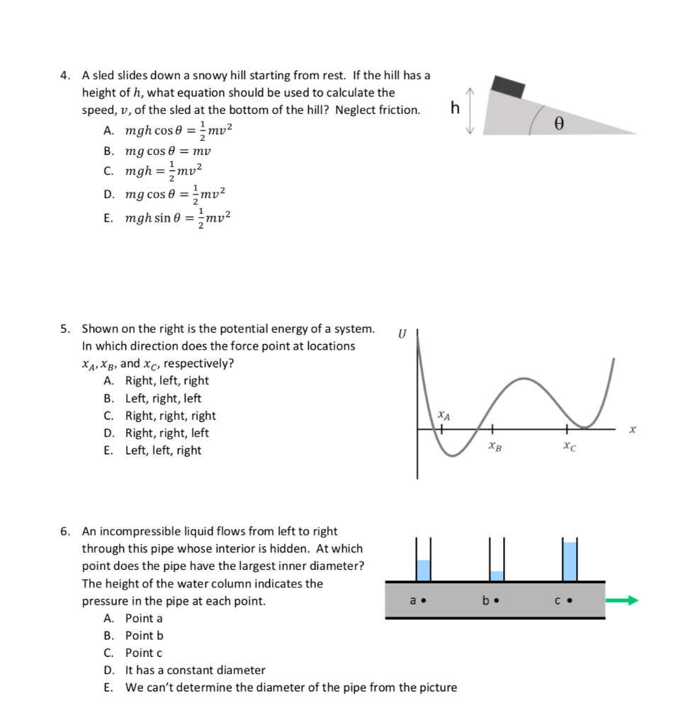 Solved 4. A sled slides down a snowy hill starting from | Chegg.com