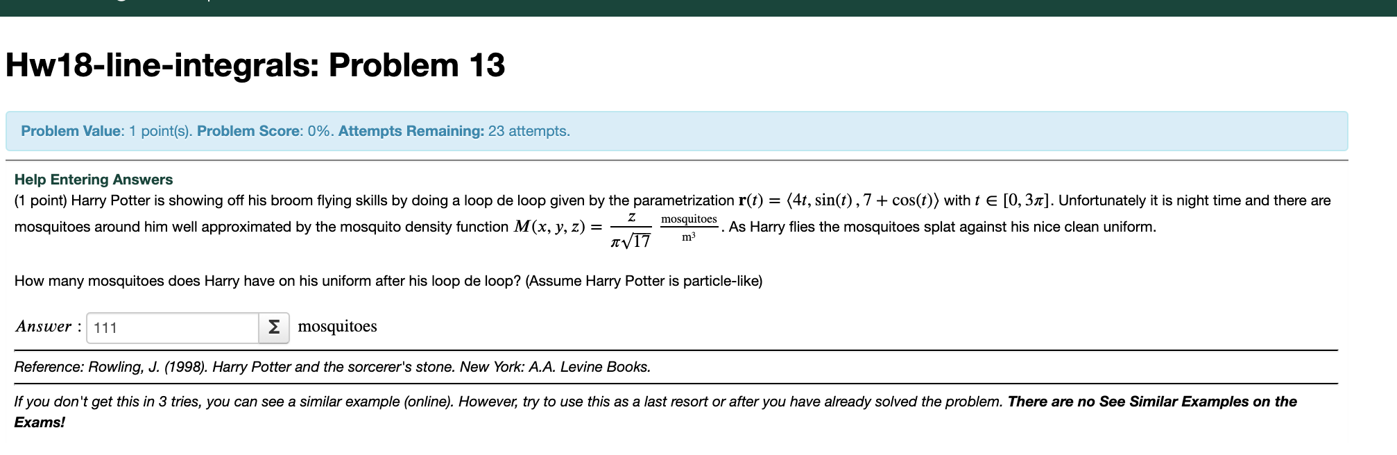 Solved Hw18-line-integrals: Problem 13 Problem Value: 1 | Chegg.com