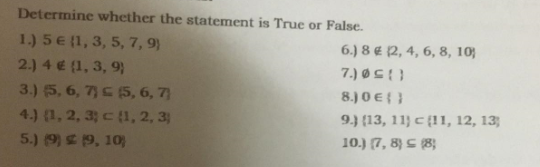 Solved Determine whether the statement is True or False. 1.) | Chegg.com