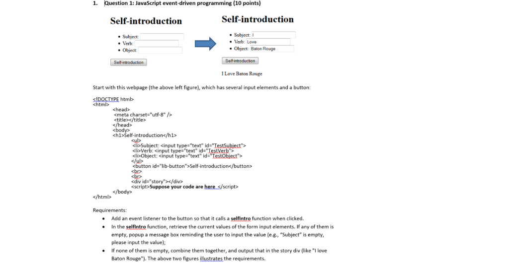 Solved 1 Question 1 Javascript Event Driven Programming 8326