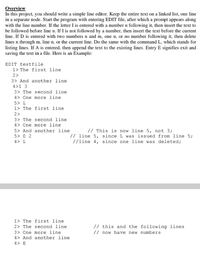 Overview In This Project You Should Write A Simple