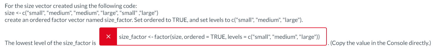 Solved For the size vector created using the following | Chegg.com