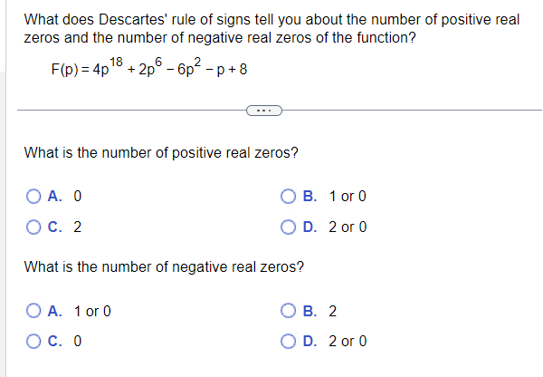Solved What does Descartes' rule of signs tell you about the | Chegg.com