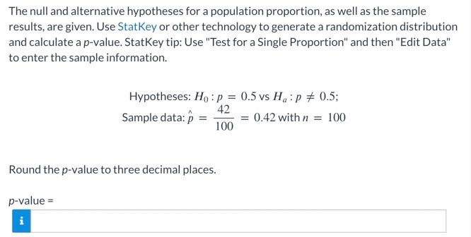 Solved The null and alternative hypotheses for a population | Chegg.com