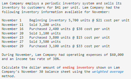 Solved Lam Company employs a periodic inventory system and | Chegg.com