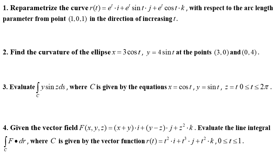 Solved 1. Reparametrize the curve | Chegg.com