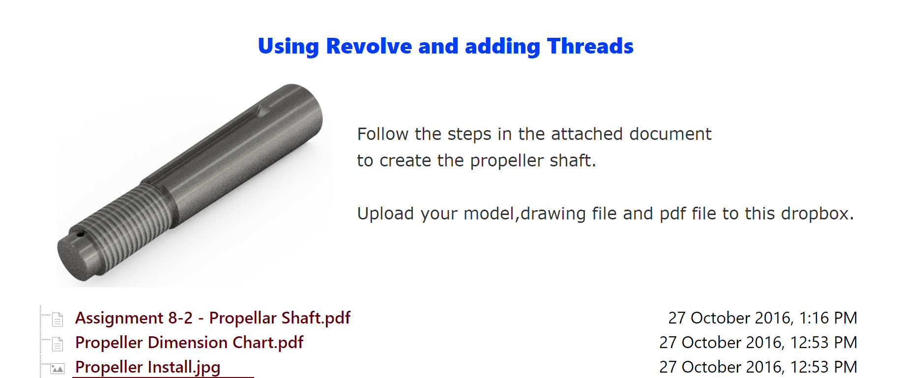Using Revolve and adding Threads Follow the steps in | Chegg.com