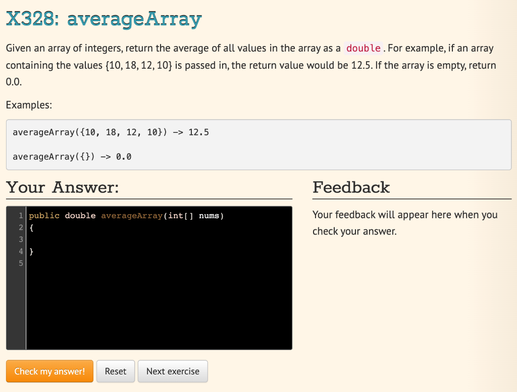 Solved Given an array of integers, return the average of all | Chegg.com