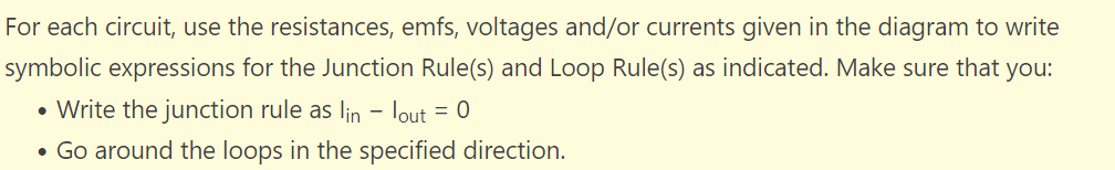 Solved For each circuit, use the resistances, emfs, voltages | Chegg.com