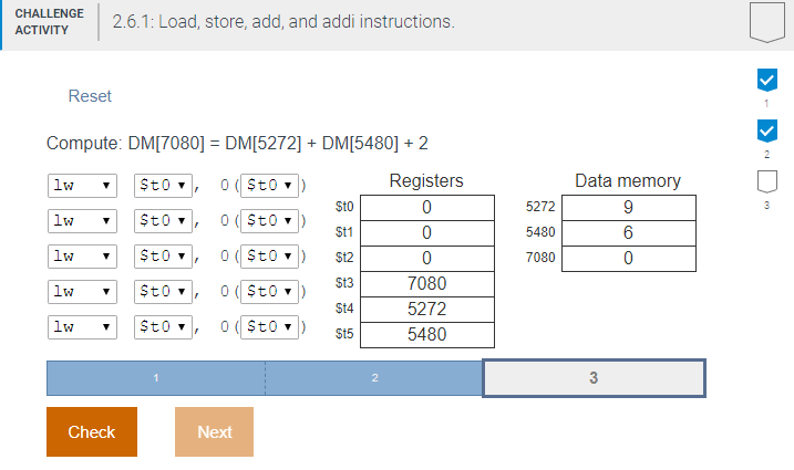 Solved 2.6.1: Load, store, add, and addi instructions | Chegg.com