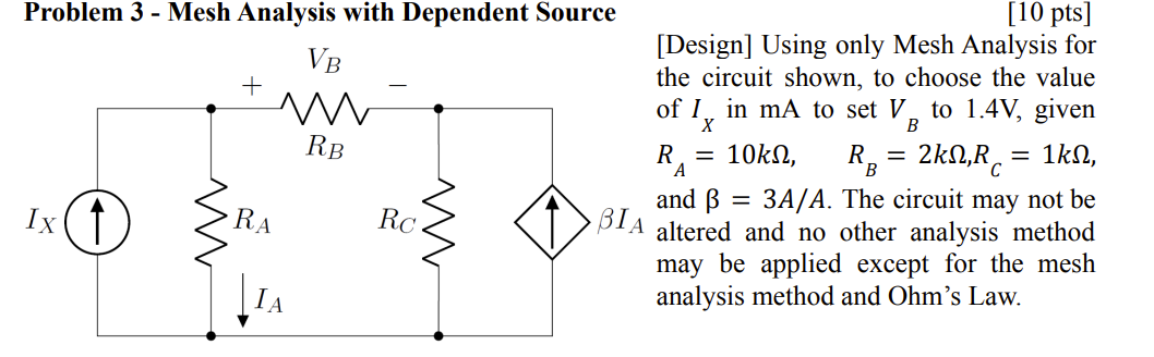 Solved Problem 3 - Mesh Analysis with Dependent Source | Chegg.com