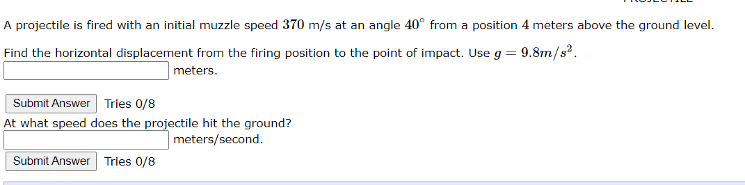 Solved A projectile is fired with an initial muzzle speed | Chegg.com