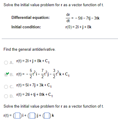 Solved Solve the initial value problem for r ﻿as a vector | Chegg.com