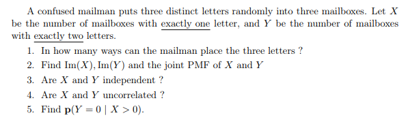 Solved A confused mailman puts three distinct letters | Chegg.com