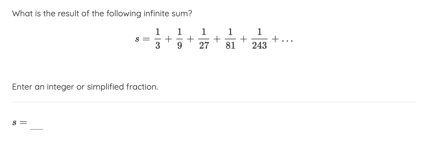 Solved What is the result of the following infinite sum? | Chegg.com