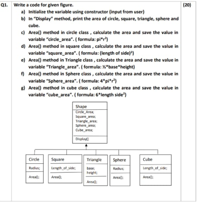 Solved (20) Q1. Write a code for given figure. a) Initialize | Chegg.com