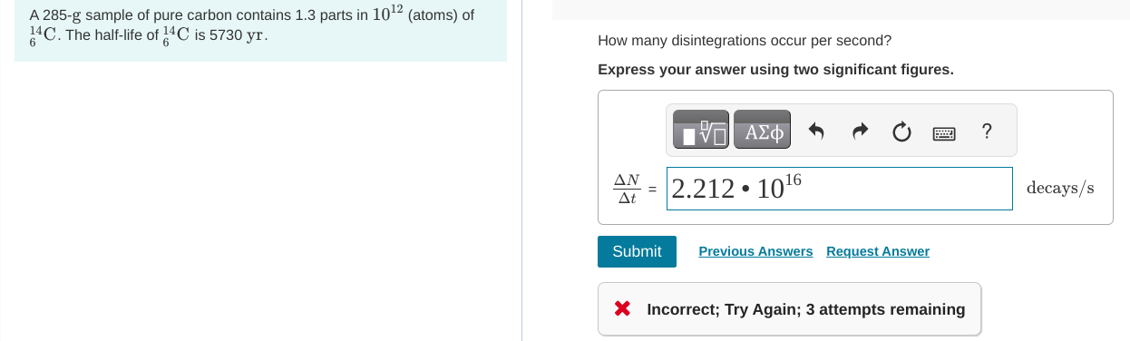 Solved A 285-g sample of pure carbon contains 1.3 parts in | Chegg.com